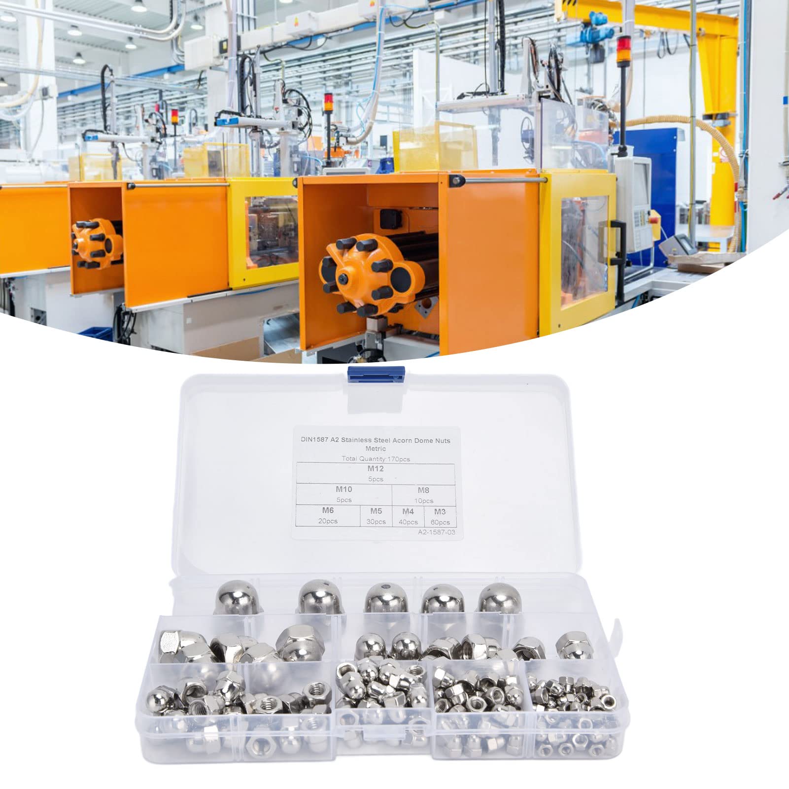 Acorn Cap Nuts, 304 Stainless Steel Acorn Hex Cap Nuts Locknuts for Industrial Machinery