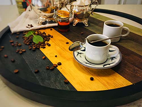 HOME BREEZES Extra Large Wooden Lazy Susan- Round Wood Ottoman Turntable Tray, Serve Tea, Coffee, or Breakfast in Bed, Classic Circle Wooden Tray for Tabletop, Decorative Serving Tray.