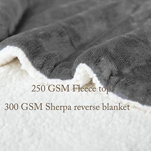 LBRO2M Sherpa Fleece Bed Blanket Twin Size Super Soft Fuzzy Plush Warm Cozy Fluffy Microfiber Couch Throw Velvet Double Reversible Blankets,Grey