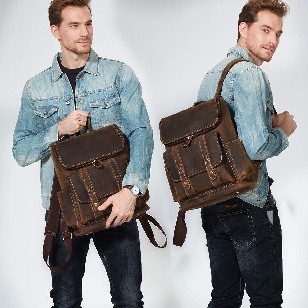 BOSTANTEN Leather Backpack for Men bundle Mens Belts