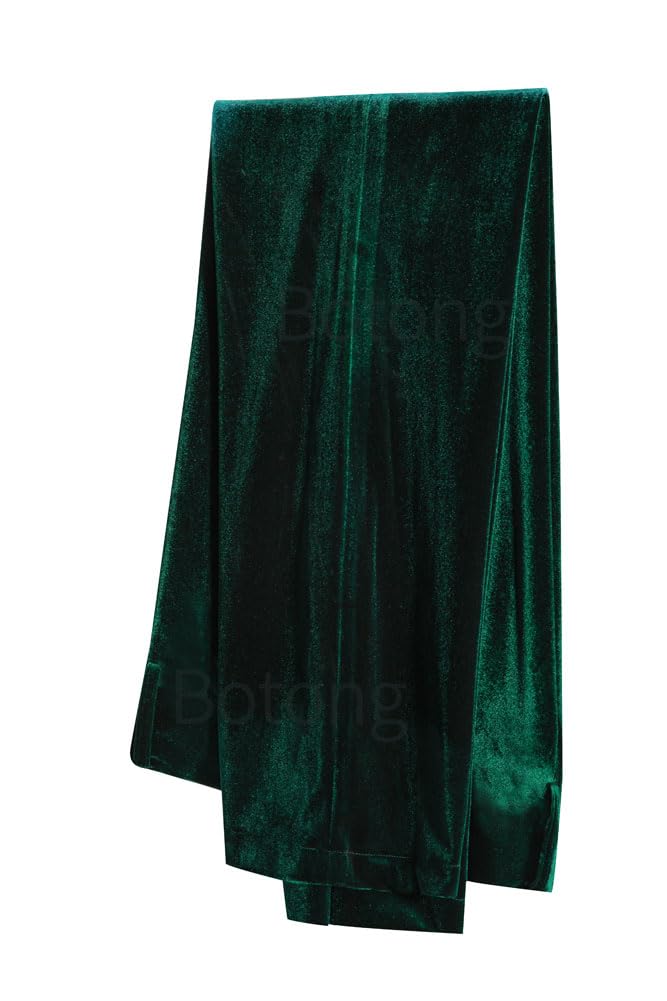 Botong Women's 2 Piece Velvet Suit Office Work Suit Notch Lapel Double Breasted Blazer Pants Business Suit Set Dark Green XL