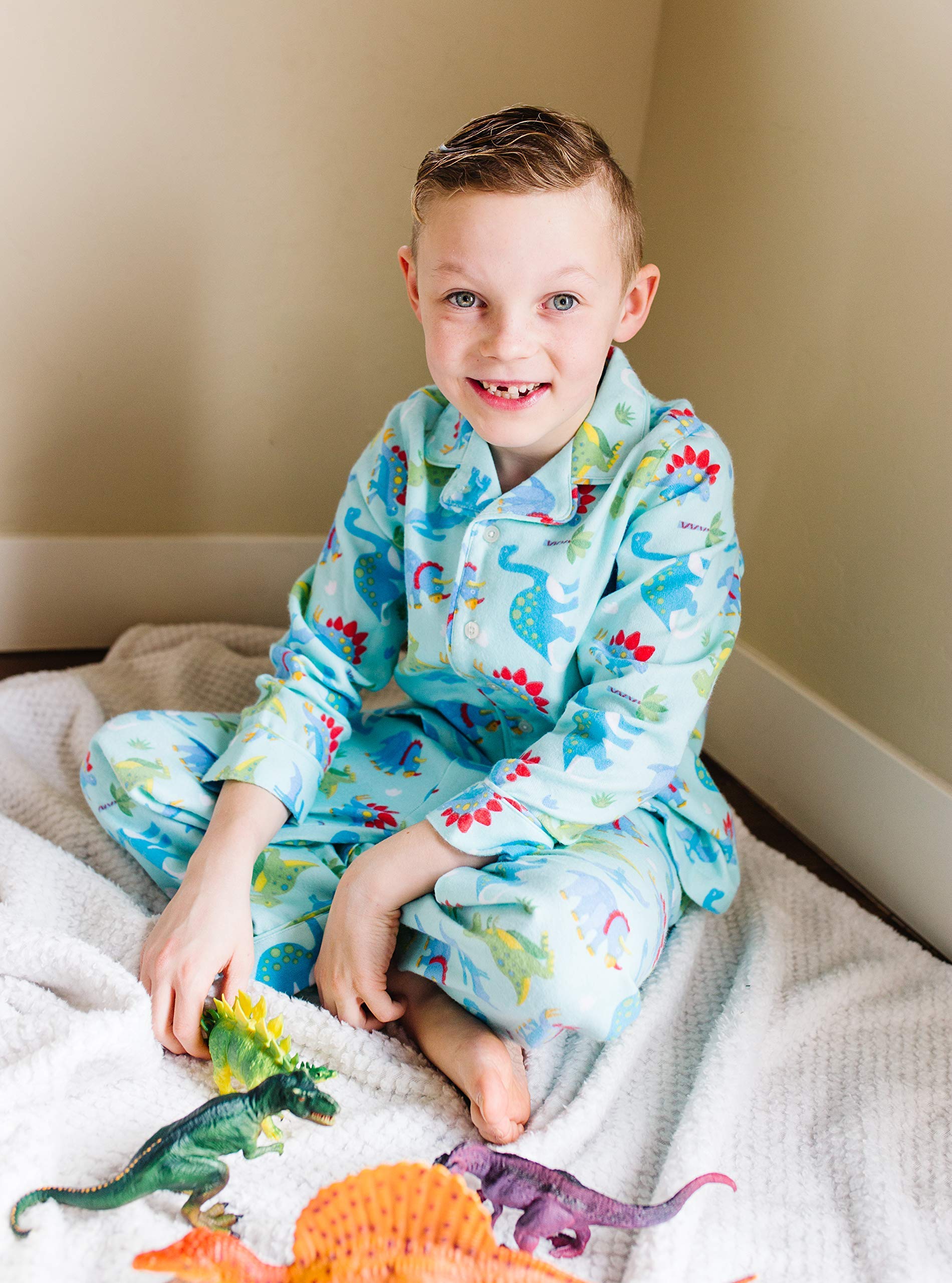 Wildkin Cotton Twin Sheet Set Bundle with Pajama Set Size 2T (Dinosaur Land)