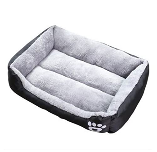 Soft Plush Dog Bed Cat Bed, Waterproof Oxford Dog Basket Bed for Puppy Small Medium Large Dog Cat, Anti-Slip Machine Washable Warm Square Pet Bed,60x45x14cm,Black