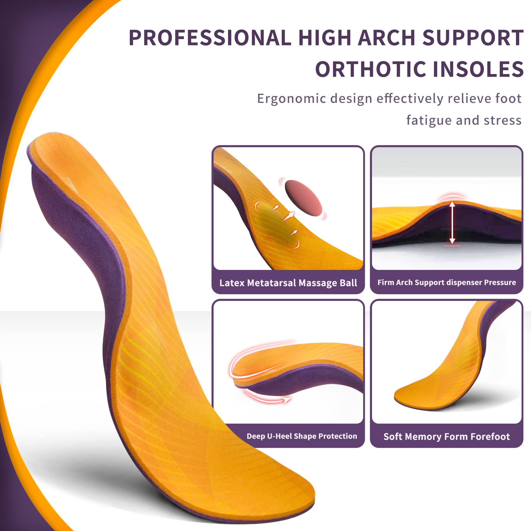 Insoles for Plantar Fasciitis, DynWalker Orthotic Inserts,Metatarsalgia Insoles,Relieve Achilles Tendonitis,overpronation, L