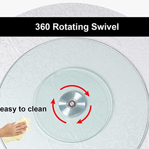 Round Lazy Susan Turntable Organizer for Table, Kitchen Tabletop Rotating Tray Tempered Glass Non-Skid Serving Plate, with Aluminum Base, Silent Smooth, Thick: 8mm, Diameter is 19"~39" (Size : 50cm/1