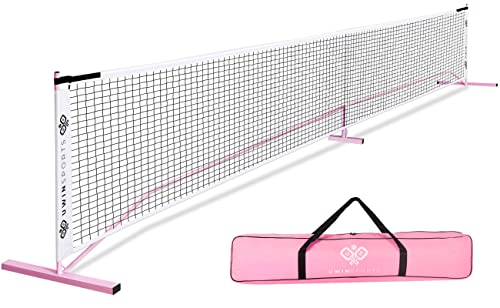 Uwin Sports Portable Pickleball Net System, Regulation Size, Pink, Polyethylene (PE) Net, Metal Frame, Carrying Bag