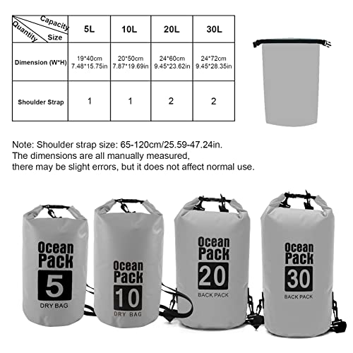 JIMACRO Dry Bag Waterproof Backpack, 30L Roll Top Float Lightweight Dry Bags Shoulder Strap Backpack, 500D Tarpaulin Wet Bag for Travelling Fishing Cycling Kayaking Swimming Boating