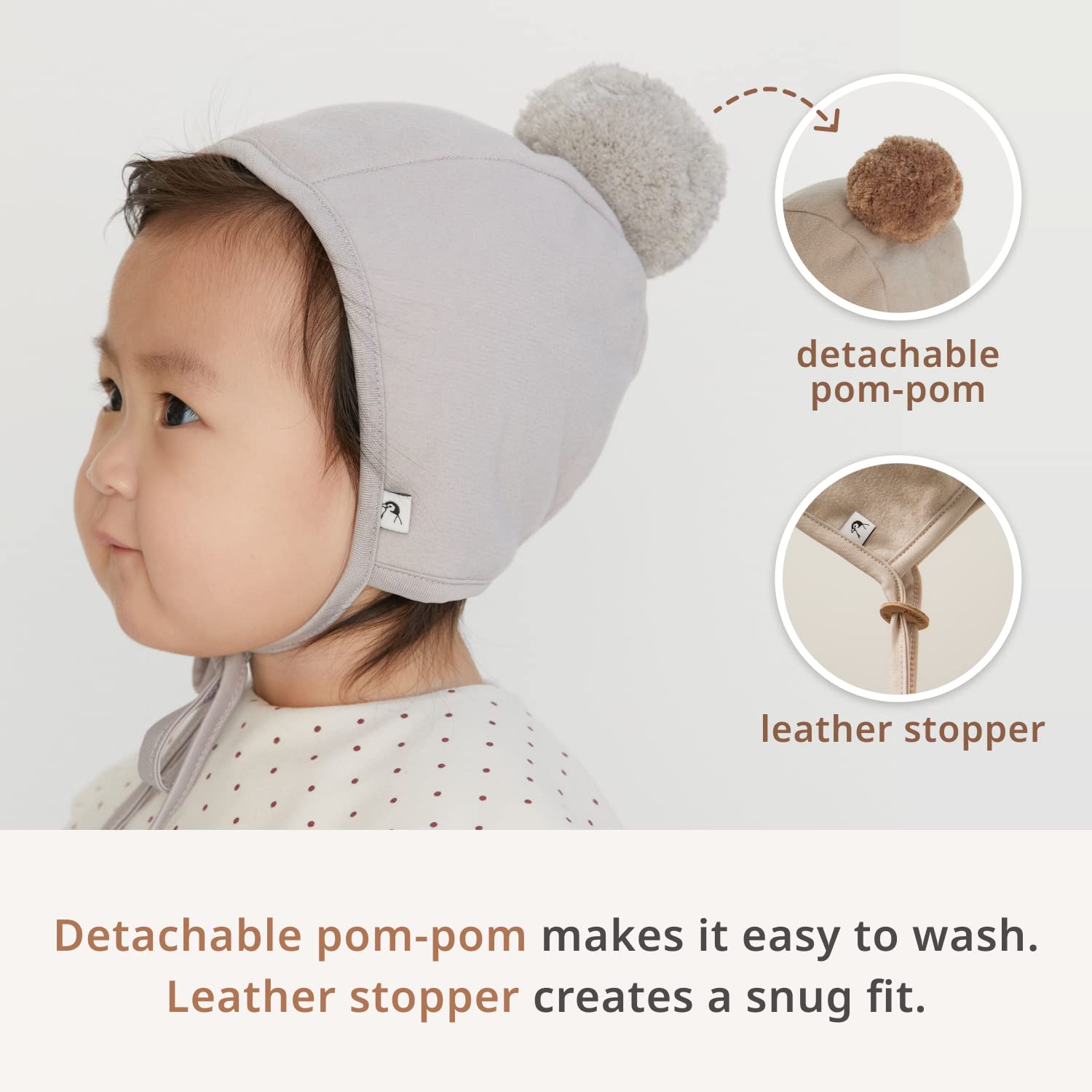 Konny Baby Fleece Winter Bonnet for Infant (Brown)