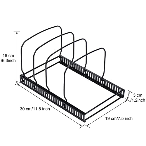 Toplife Adjustable 7+ Lids Organizer Rack + 10+ Bakeware Organizer Rack for Kitchen Cabinet and Counter, Black