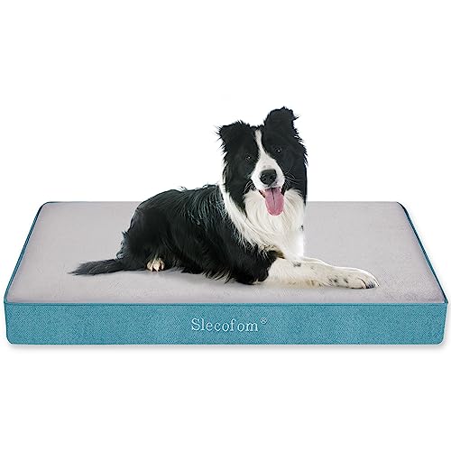 Slecofom Orthopedic Dog Bed, Waterproof Dog Bed with Washable Removable Cover, Durable Dog Bed-Memory Foam Dog Bed，Dog Crate Bed for Large Dogs，Dog Mattress Suitable for Pet Crates35x22