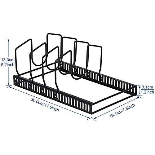 Toplife Adjustable 7+ Lids Organizer Rack + 10+ Bakeware Organizer Rack for Kitchen Cabinet and Counter, Black