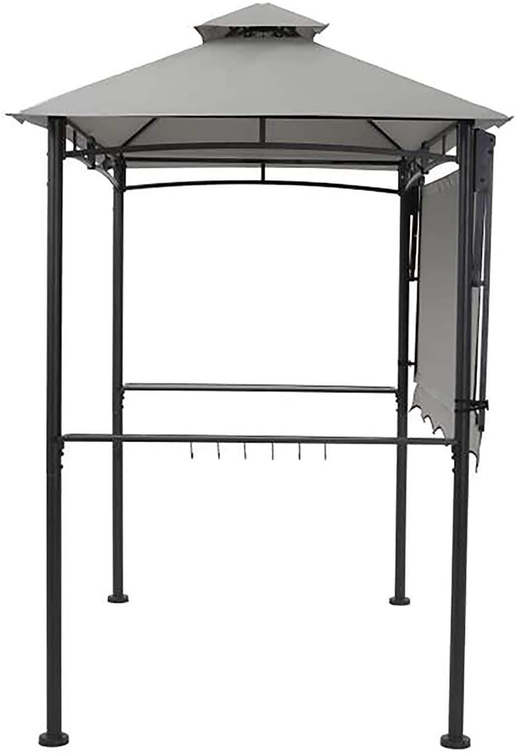 CHARMELEON Double Tiered Grill Gazebo 5x8, Outdoor BBQ Patio Canopy Tent with Stretchable Side Awning (Light Grey)