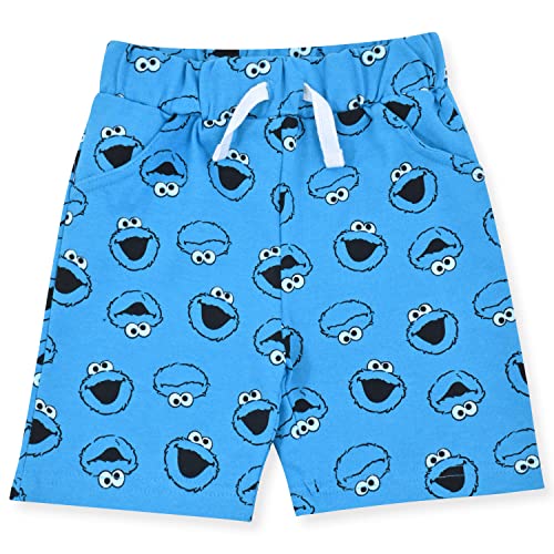 Sesame Street Cookie Monster Boys 2 Pack Shorts for Infants and Toddler Kids – Blue/Grey