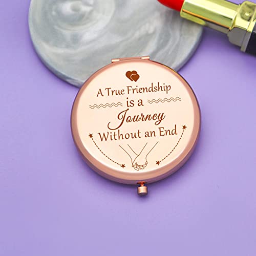 Friendship Gifts for Sister for Best Friends Rose Gold Compact Mirror Birthday Gifts for BFF Bestie Graduation Gifts for Soul Sister True Friendship Gifts for Women Girl