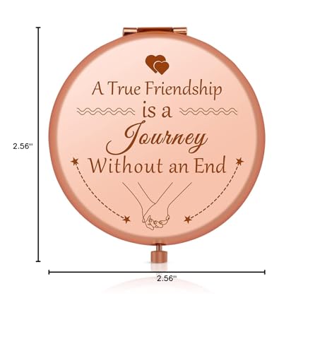 Friendship Gifts for Sister for Best Friends Rose Gold Compact Mirror Birthday Gifts for BFF Bestie Graduation Gifts for Soul Sister True Friendship Gifts for Women Girl