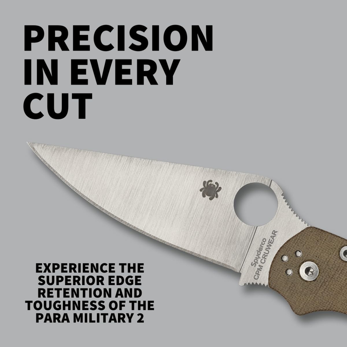 Spyderco Para Military 2 Signature Knife with 3.47" CPM Cru-Wear Steel Blade and Premium Micarta Handle - PlainEdge - C81MPCW2