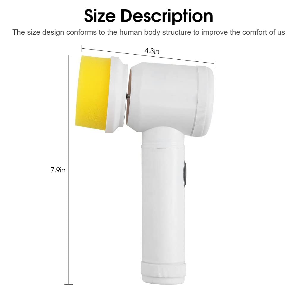 Household Electric Spin Scrubber Cordless Electric Cleaning Brush, Power Spinning Scrub Brush,Handheld Shower Cleaner Brush with 5 Replaceable Brush Heads for Kitchen/Bathroom/Wall