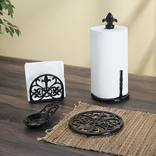 Home Basics PH44395 Cast Iron Fleur De Lis Paper Towel