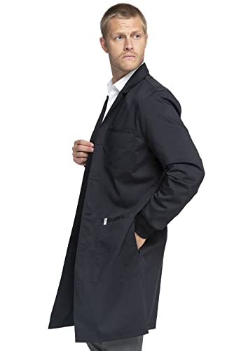 Cherokee Professional Lab Coat for Men and Women Modern fit Button Front Closure with Single Chest Pocket WW306AB, L, Black