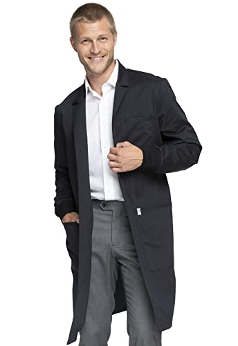 Cherokee Professional Lab Coat for Men and Women Modern fit Button Front Closure with Single Chest Pocket WW306AB, L, Black