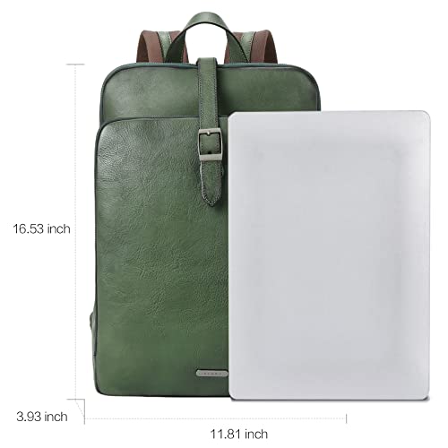 CLUCI Vegetable Tanned Full Grain Women Leather 15.6 Inch Laptop Backpack Carry on Backpack Flight Approved for Travel