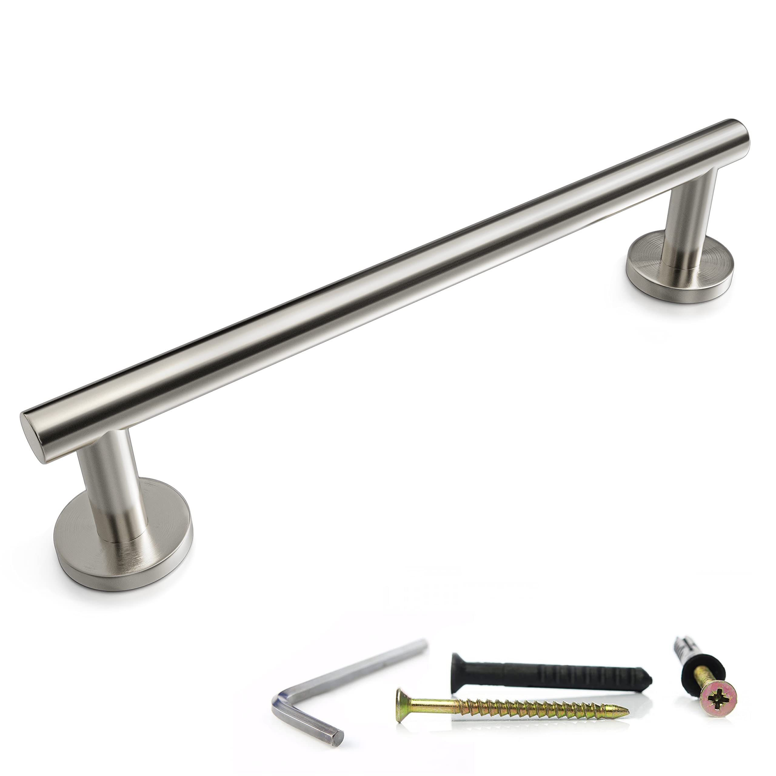 SAYONEYES Brushed Nickel Towel Bar 12 Inch – Heavy Duty Stainless Steel SUS304 Towel Holder Rack for Bathroom, Kitchen, Bedroom Wall Mounted - Single Layer Shower Towel Hanger Rod