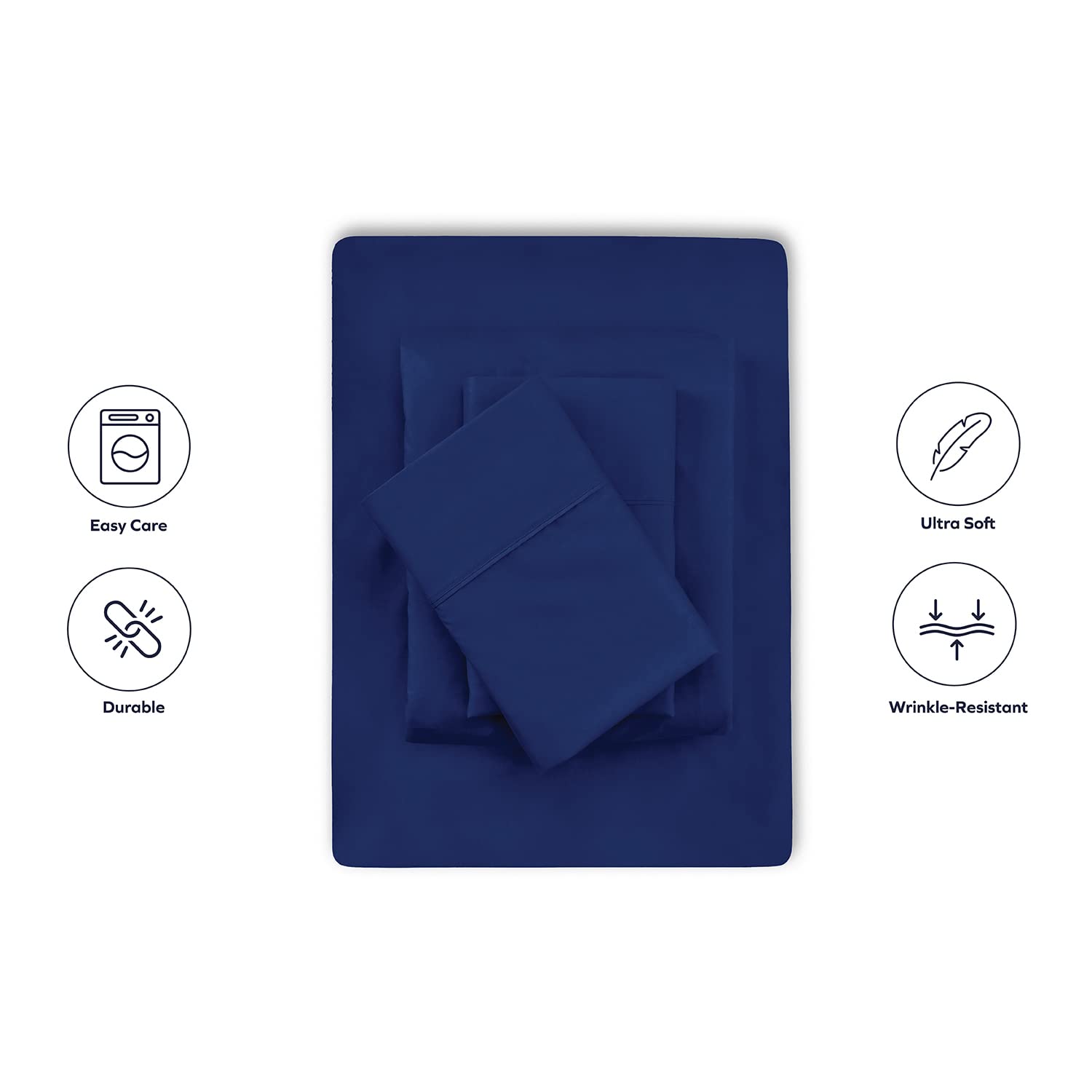 BLC Blue Twin Sheets, Brushed Microfiber Twin Size Egyptian Bedding, Extra Soft Cooling Bed Sheet, Deep Pocket up to 15-inch Mattress, Hypoallergenic Wrinkle, Fade, Shrink Resistant (3 Piece)