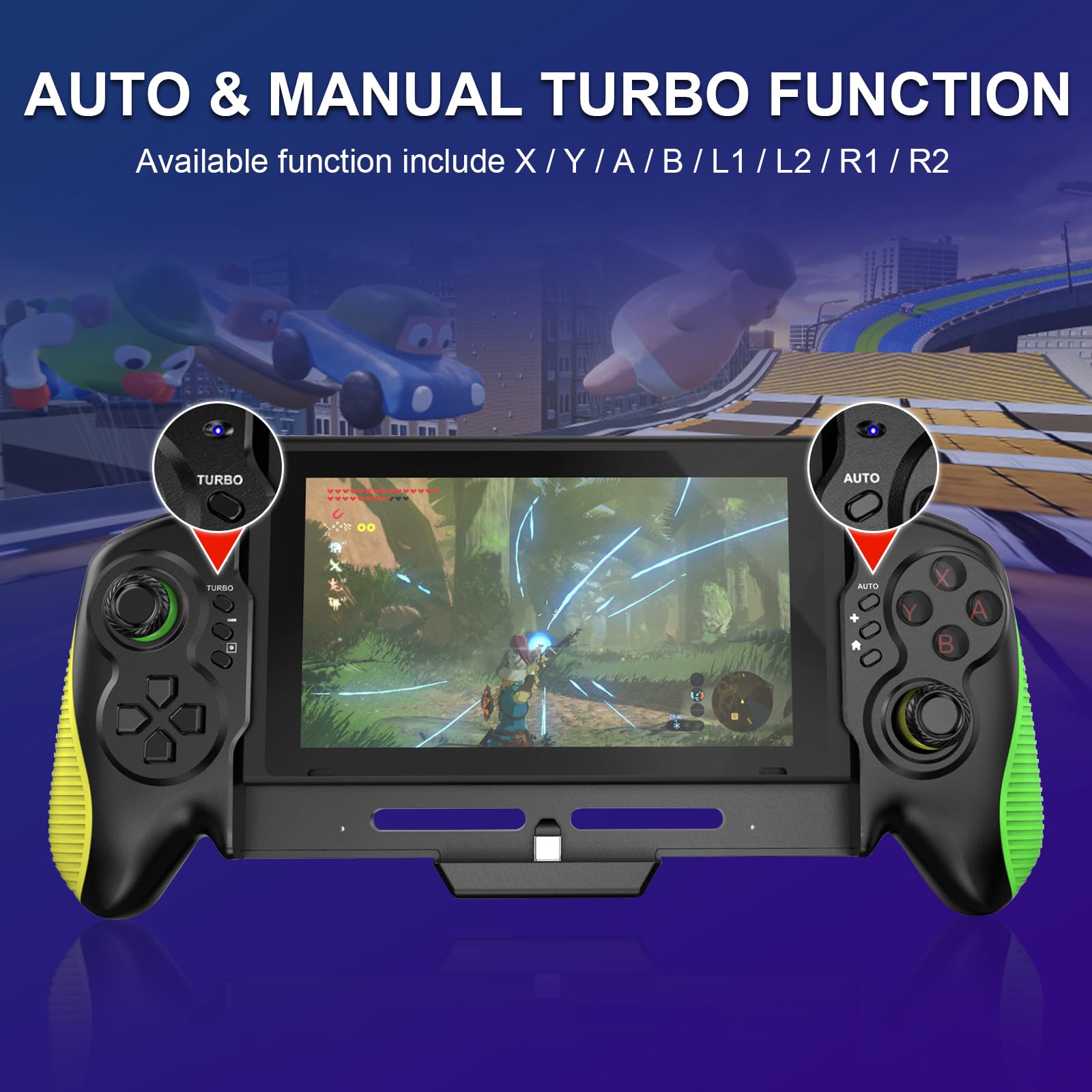 Sefitopher Switch Controller, One Piece Joy Pad Replacement for Nintendo Switch Joycons, Support Turbo, 6-Axis Gyro, Dual Motors Vibration, Wake-up Function, Suitable for Big Hand Players