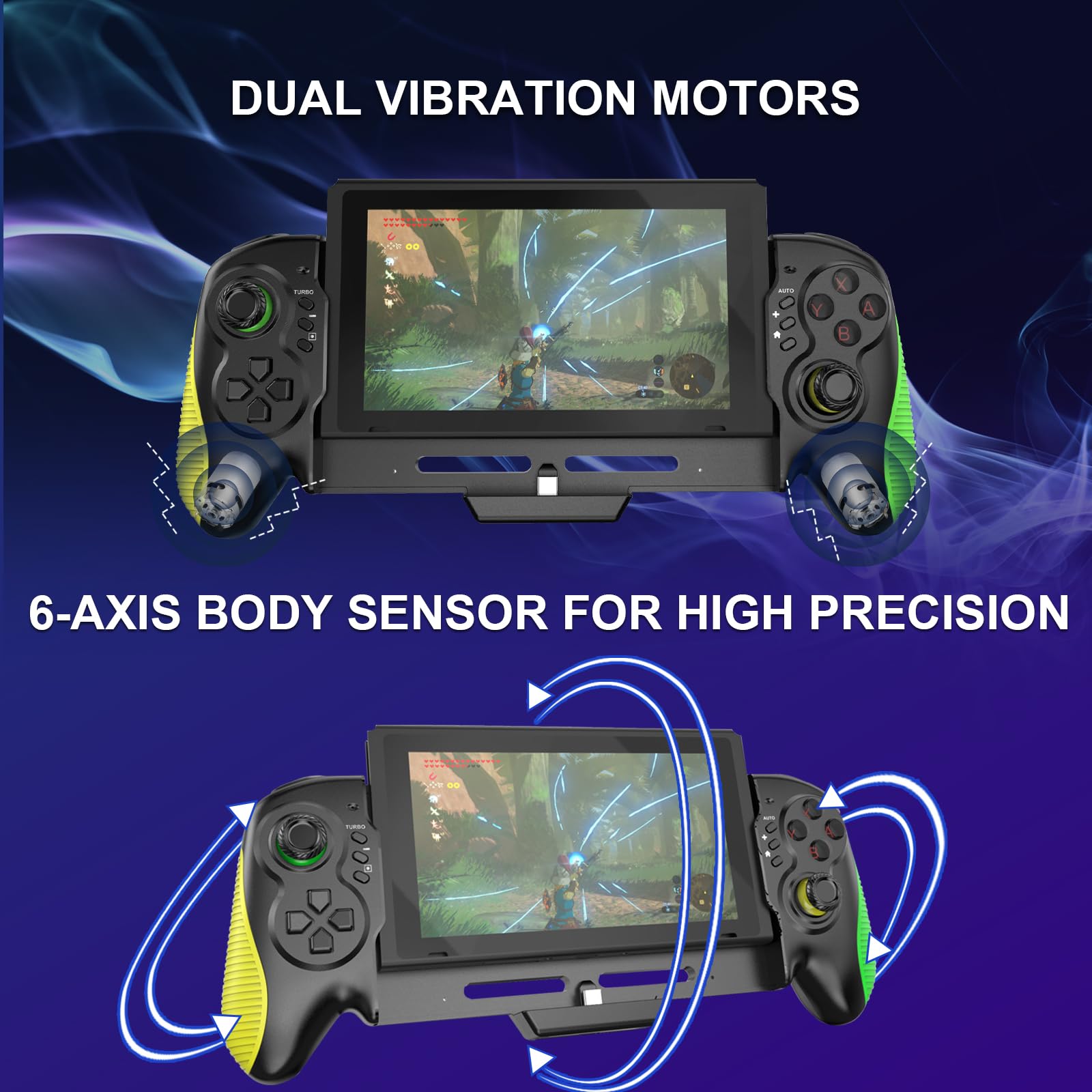 Sefitopher Switch Controller, One Piece Joy Pad Replacement for Nintendo Switch Joycons, Support Turbo, 6-Axis Gyro, Dual Motors Vibration, Wake-up Function, Suitable for Big Hand Players