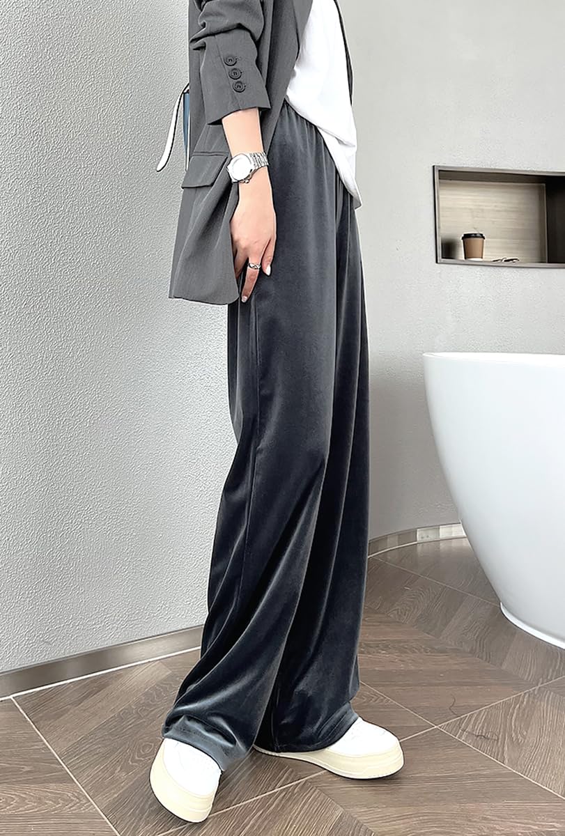 ARJOSA Women's Yoga Pants Wide Leg High Waisted Palazzo Lounge Pants Joggers Sweatpants (X-Large, Grey)