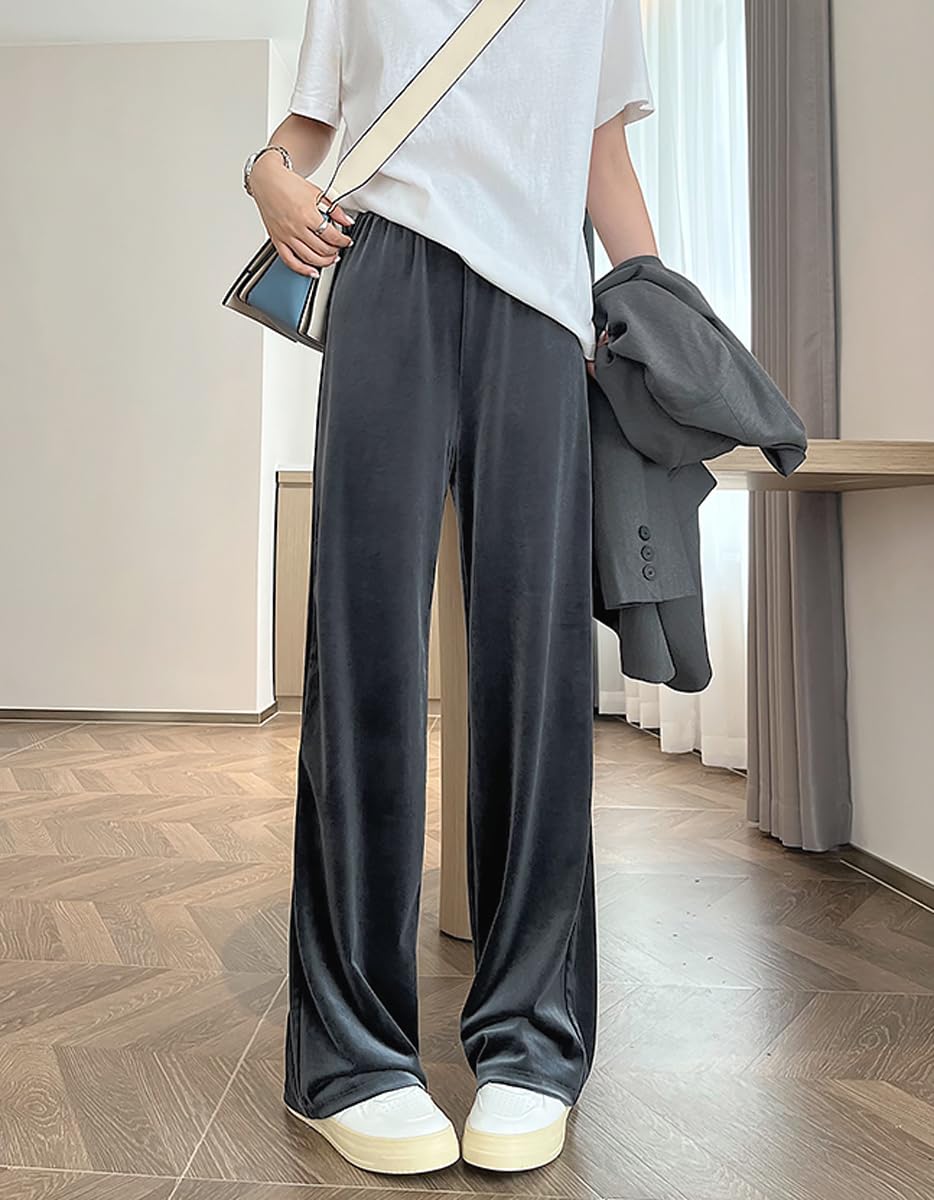 ARJOSA Women's Yoga Pants Wide Leg High Waisted Palazzo Lounge Pants Joggers Sweatpants (X-Large, Grey)