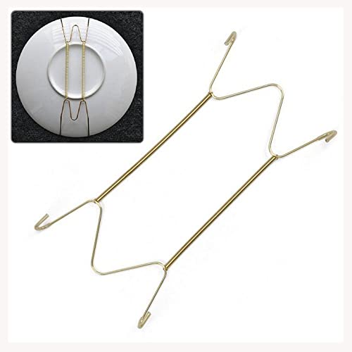 Houchu Dish Spring Holder Wall Display Plate Dish Hanger Golden Metal Hanging Securing Clip 6/7/8/10/12/14/16 Inch Hanging Hook Home Decor(10 inch)