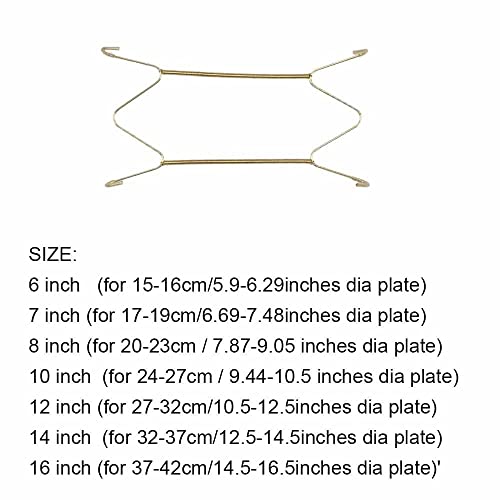 Houchu Dish Spring Holder Wall Display Plate Dish Hanger Golden Metal Hanging Securing Clip 6/7/8/10/12/14/16 Inch Hanging Hook Home Decor(10 inch)
