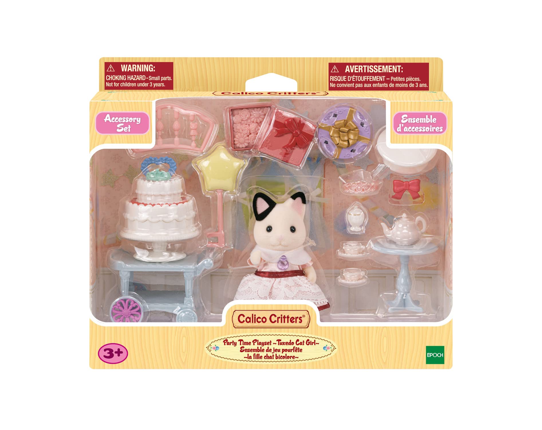 Calico Critters Tuxedo Cat Girl's Party Time Playset, Dollhouse Playset with Figure and Accessories