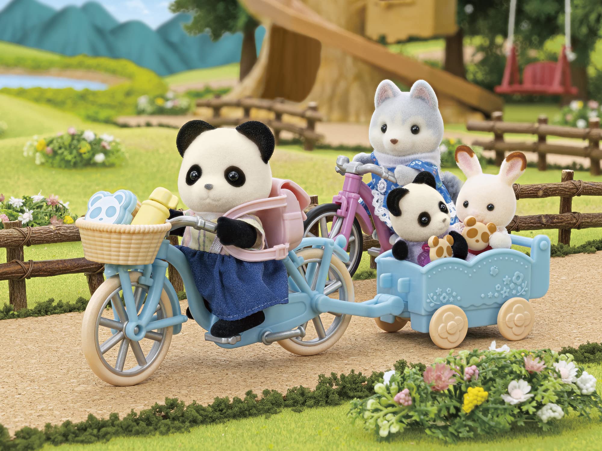 Calico Critters Pookie Panda Girl's Cycle & Skate Set, Dollhouse Playset with Figure and Accessories