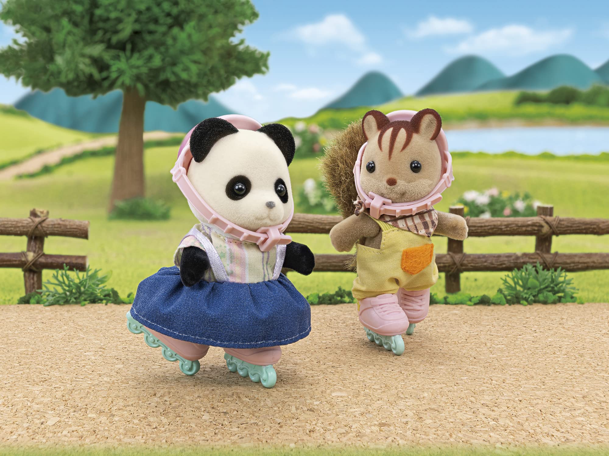 Calico Critters Pookie Panda Girl's Cycle & Skate Set, Dollhouse Playset with Figure and Accessories