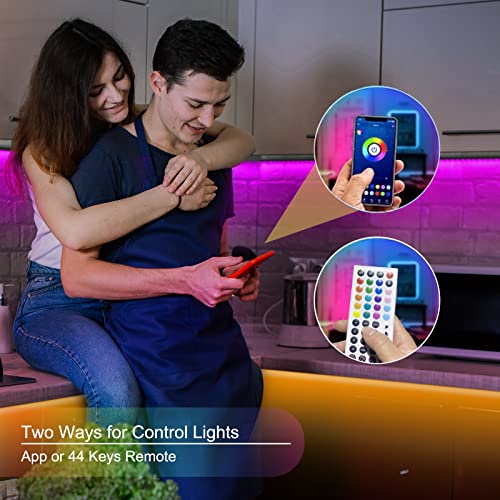KENTA Led Strip Lights 35ft Smart Light Strips with App Control Remote, 5050 RGB Led Lights for Bedroom, Music Sync Color Changing Lights for Room Party