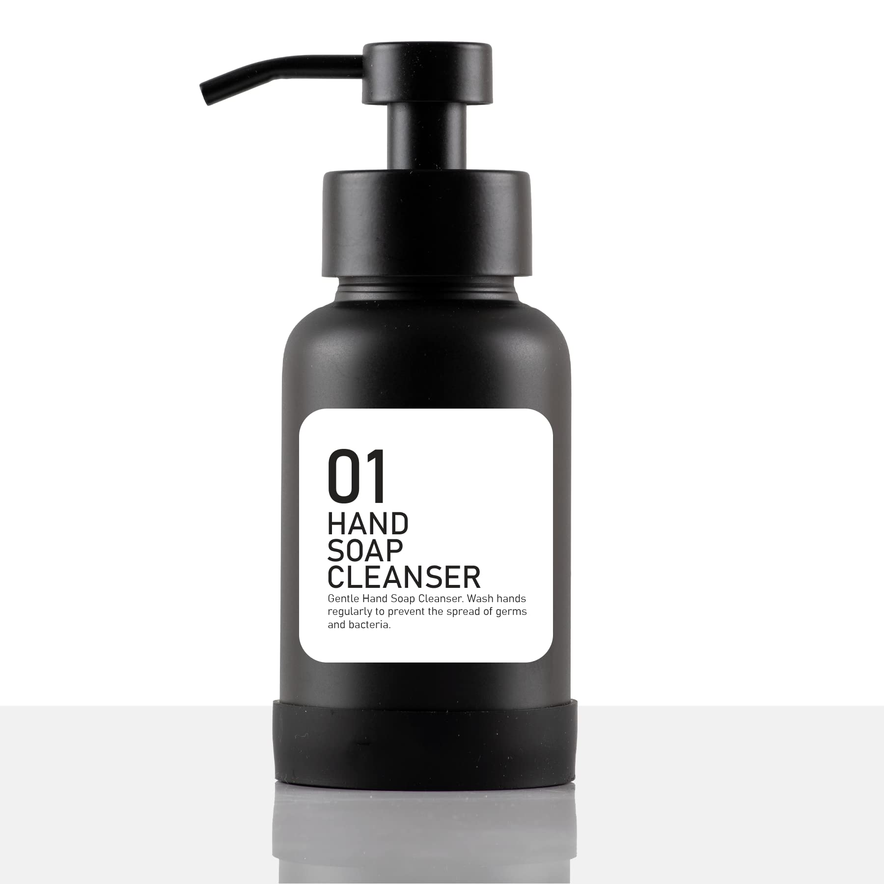Black Glass Foaming Hand Soap Dispensing Bottle - Matte Black - 11 Ounce - Includes Hand Soap Labels & Silicone Coaster