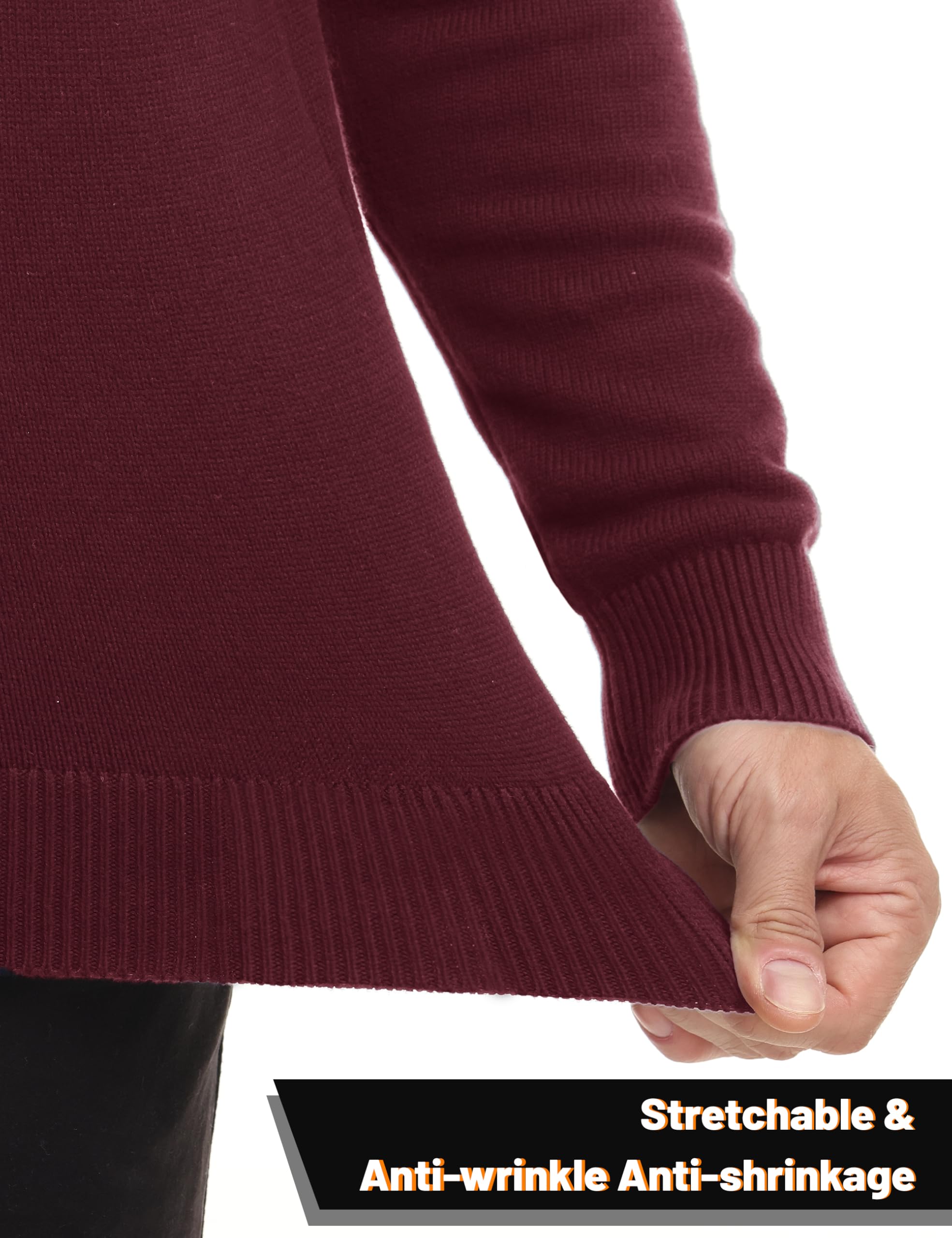 MAGNIVIT Men's Stand Collar Pullover Casual Long Sleeve Knitted Sweater Mens Mock Neck Sweater Wine Red L