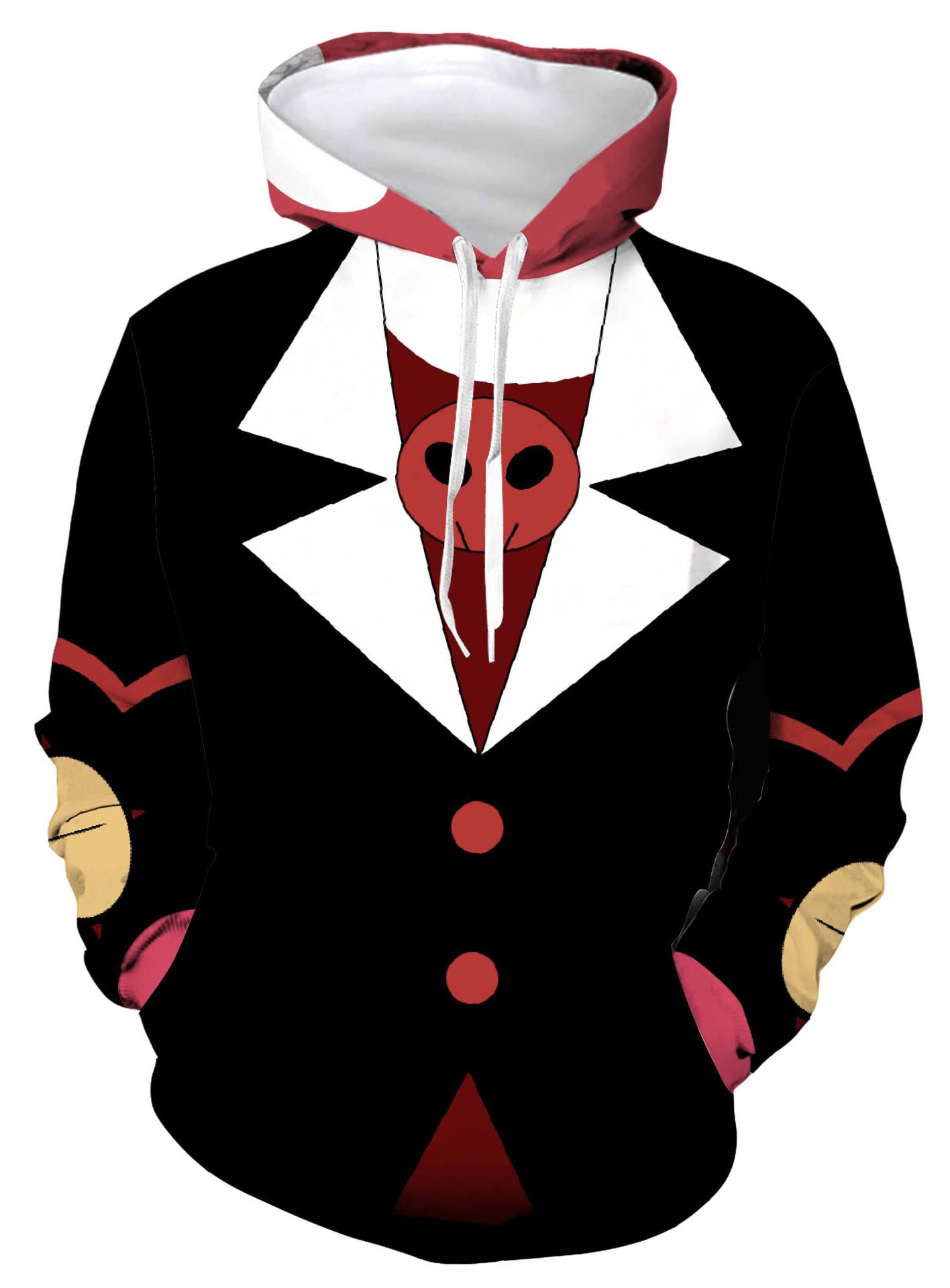 Topcos Hazbin Hotel Alastor Hoodie Vaggie Angle Cosplay Costume Dust Hoodie Sweatshirt Zip Jacket 3D Printed Pullover (Style 4, s)
