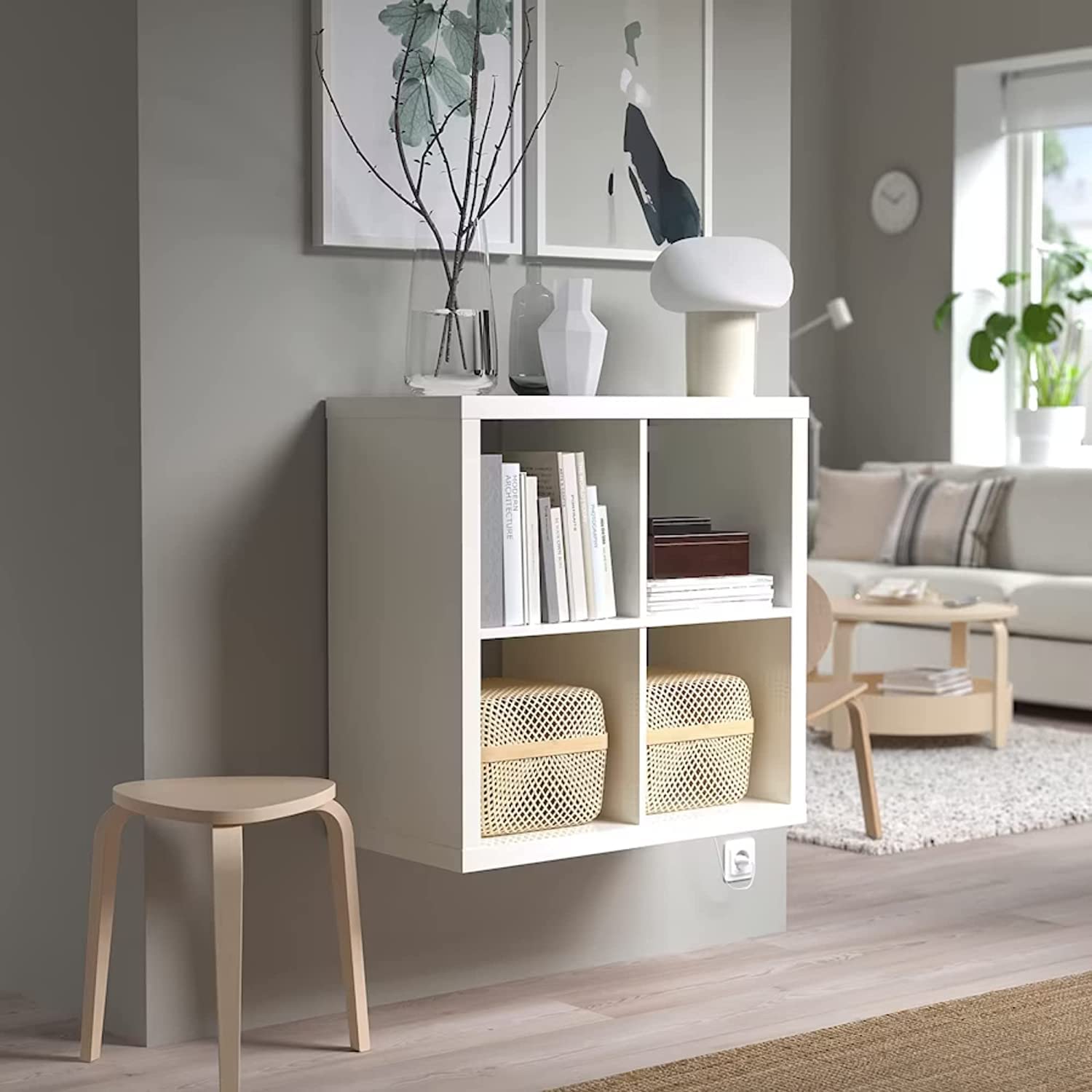 HSD Kallax Decorative Open Back 4-Cube Shelving Unit, White, Large Storage Solution, 4 Cube Shelf Organizer Bookshelf, 30 3/8" x 30 3/8" x 15 3/8"