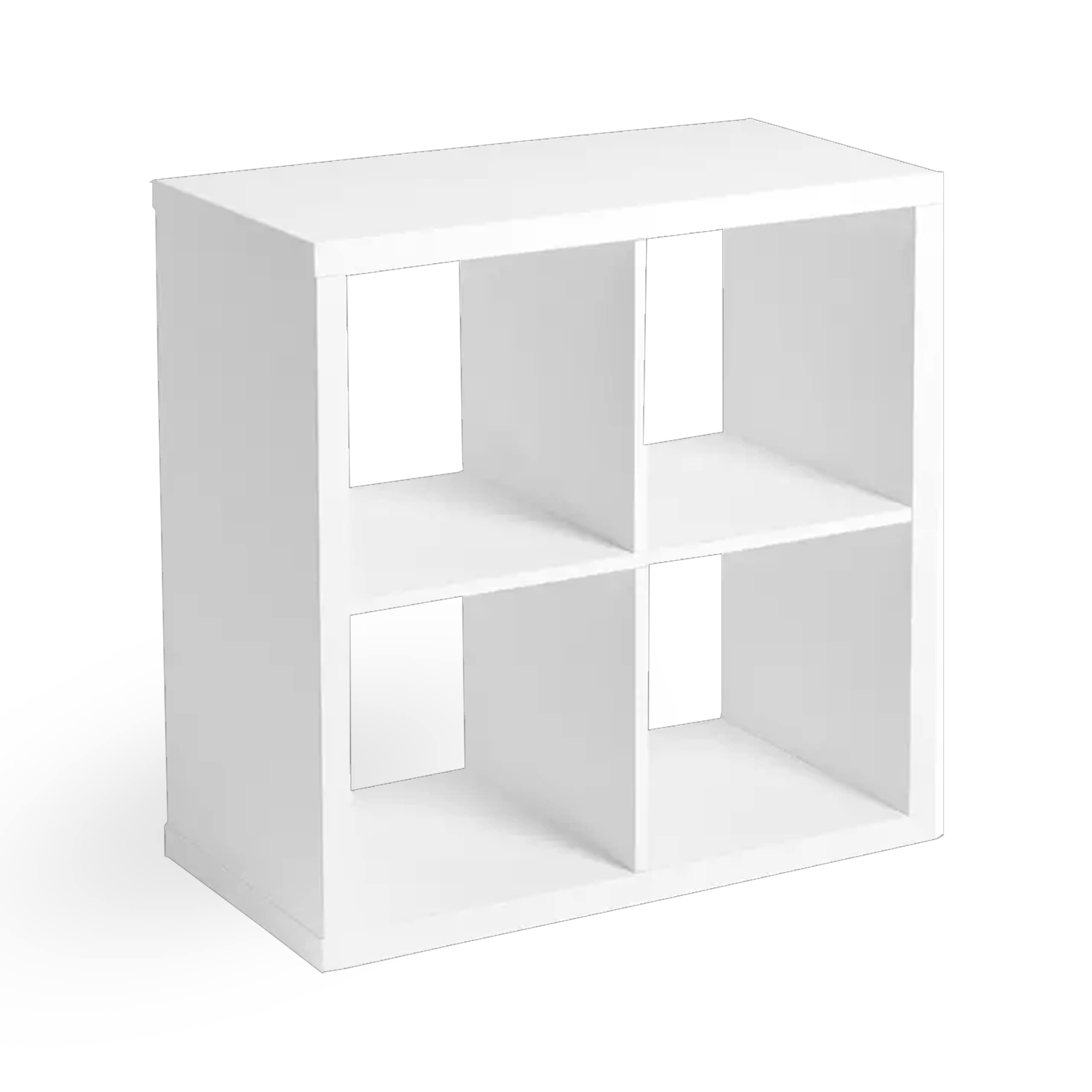 HSD Kallax Decorative Open Back 4-Cube Shelving Unit, White, Large Storage Solution, 4 Cube Shelf Organizer Bookshelf, 30 3/8" x 30 3/8" x 15 3/8"