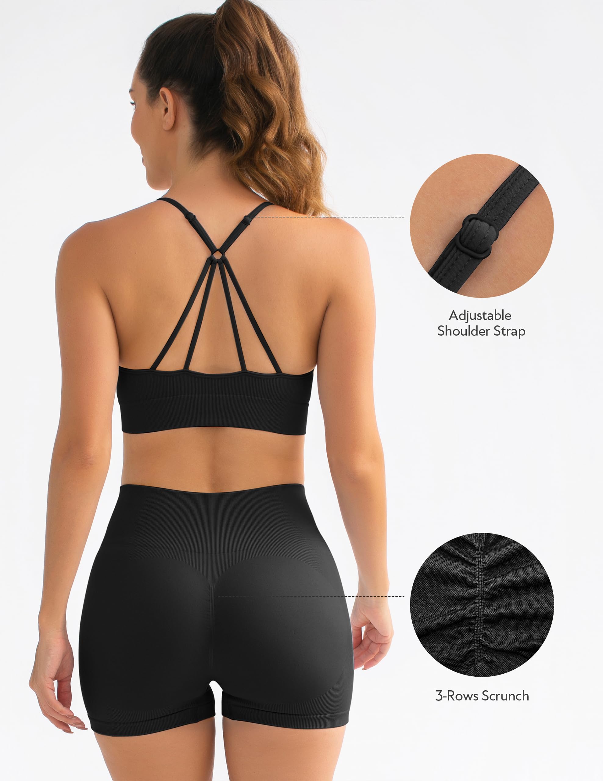 FRESOUGHT Matching Workout Sets for Women Cropped Tank Tops High Waisted 2 Piece Shorts Set for Women Outfit Black L