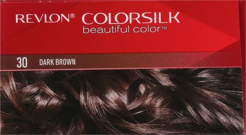 Revlon Colorsilk Beautiful Color Permanent Hair Color, Long-Lasting High-Definition Color, Shine & Silky Softness with 100% Gray Coverage, Ammonia Free, 030 Dark Brown, 1 Pack