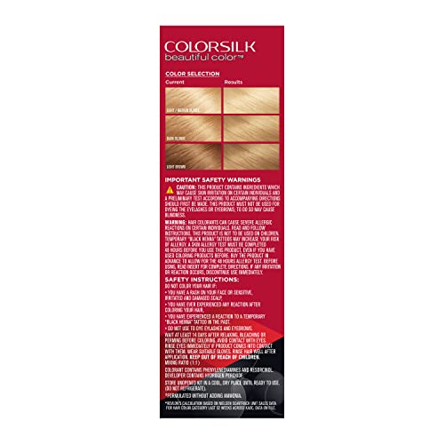 Revlon Colorsilk Beautiful Color Permanent Hair Color, Long-Lasting High-Definition Color, Shine & Silky Softness with 100% Gray Coverage, Ammonia Free, 081 Light Blonde, 1 Pack