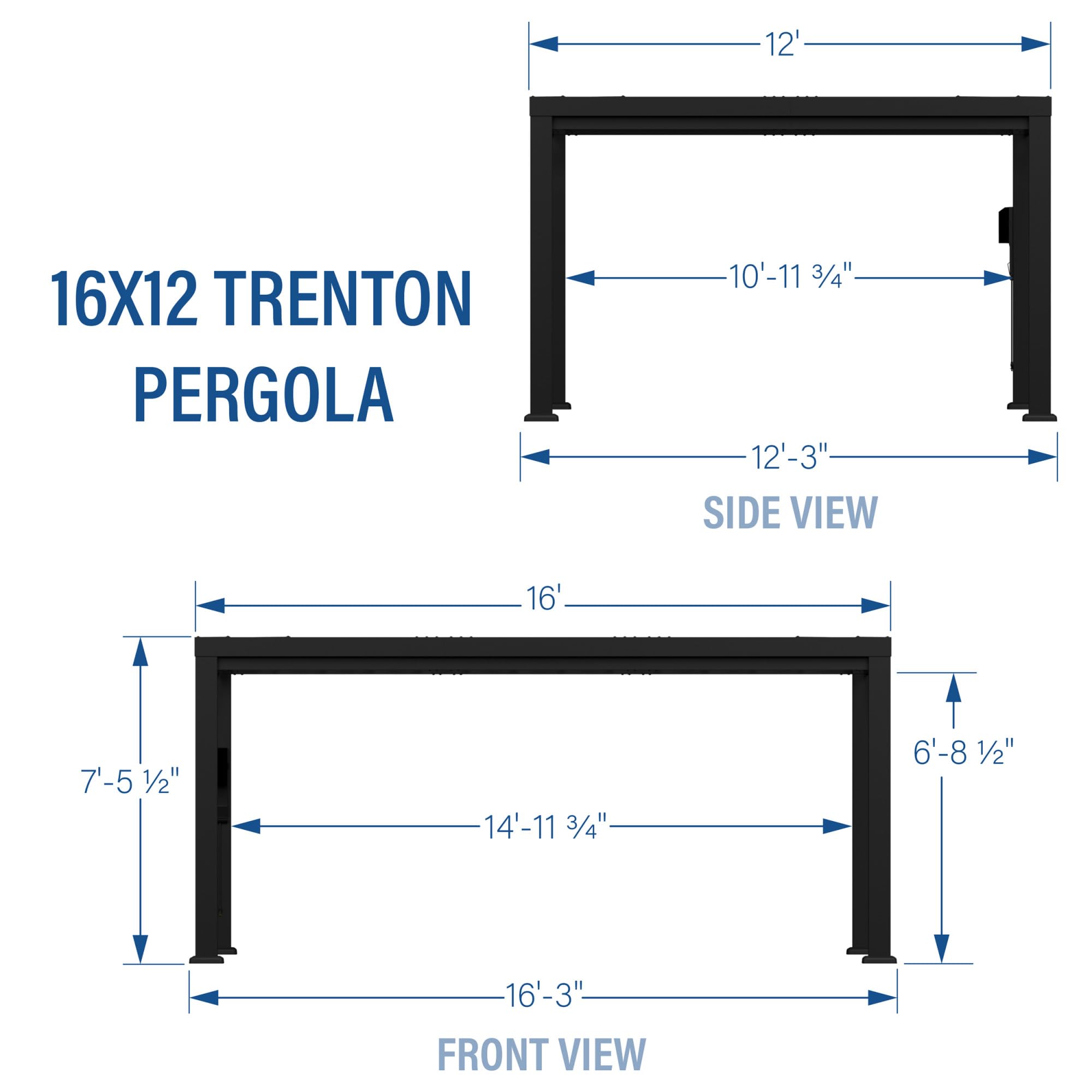 Backyard Discovery Trenton 16' x 12' Modern Galvanized Steel Pergola Kit with Shade Sail Canopy, All-Season Durability, PowerPort, High-Wind Rating for Outdoor Patio, Garden, Deck, Entertaining
