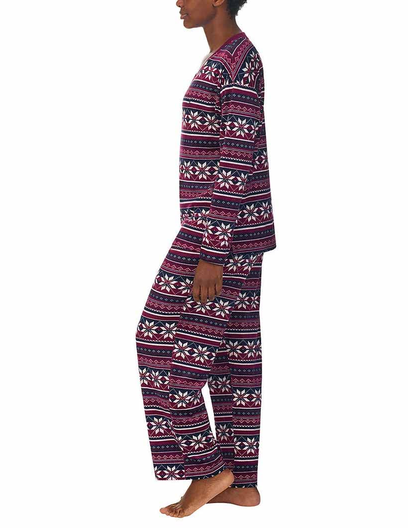 Nautica Women's 2 Piece Fleece Pajama Sleepwear Set (Small, Purple -Winter Fair Isle)