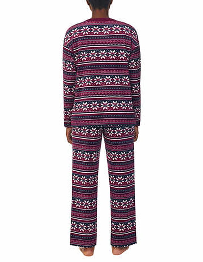 Nautica Women's 2 Piece Fleece Pajama Sleepwear Set (Small, Purple -Winter Fair Isle)