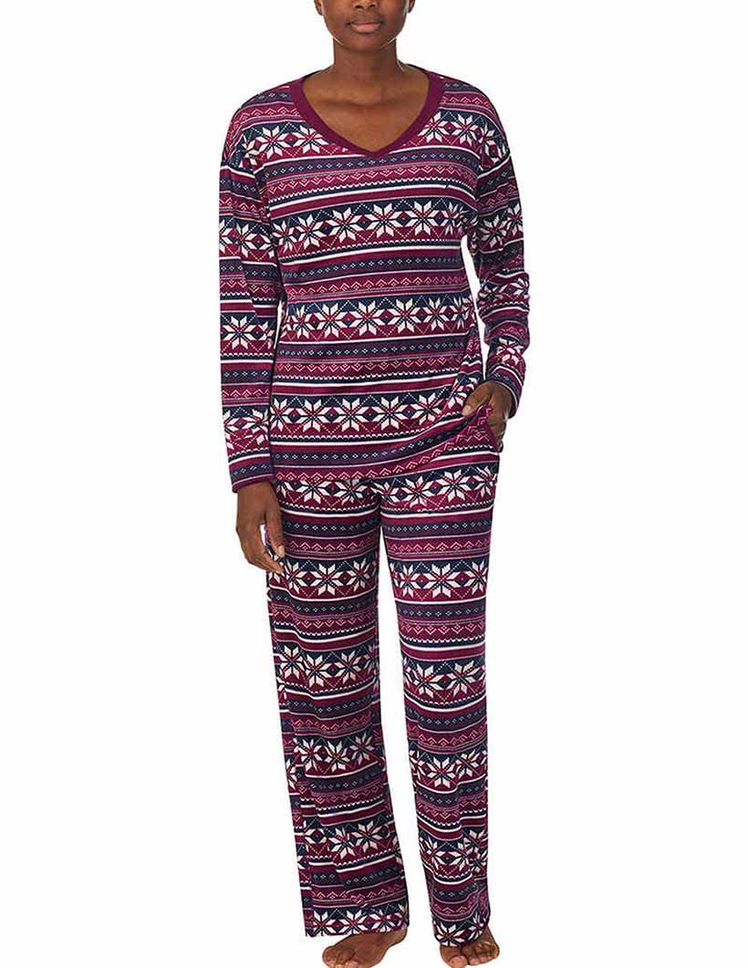 Nautica Women's 2 Piece Fleece Pajama Sleepwear Set (Small, Purple -Winter Fair Isle)