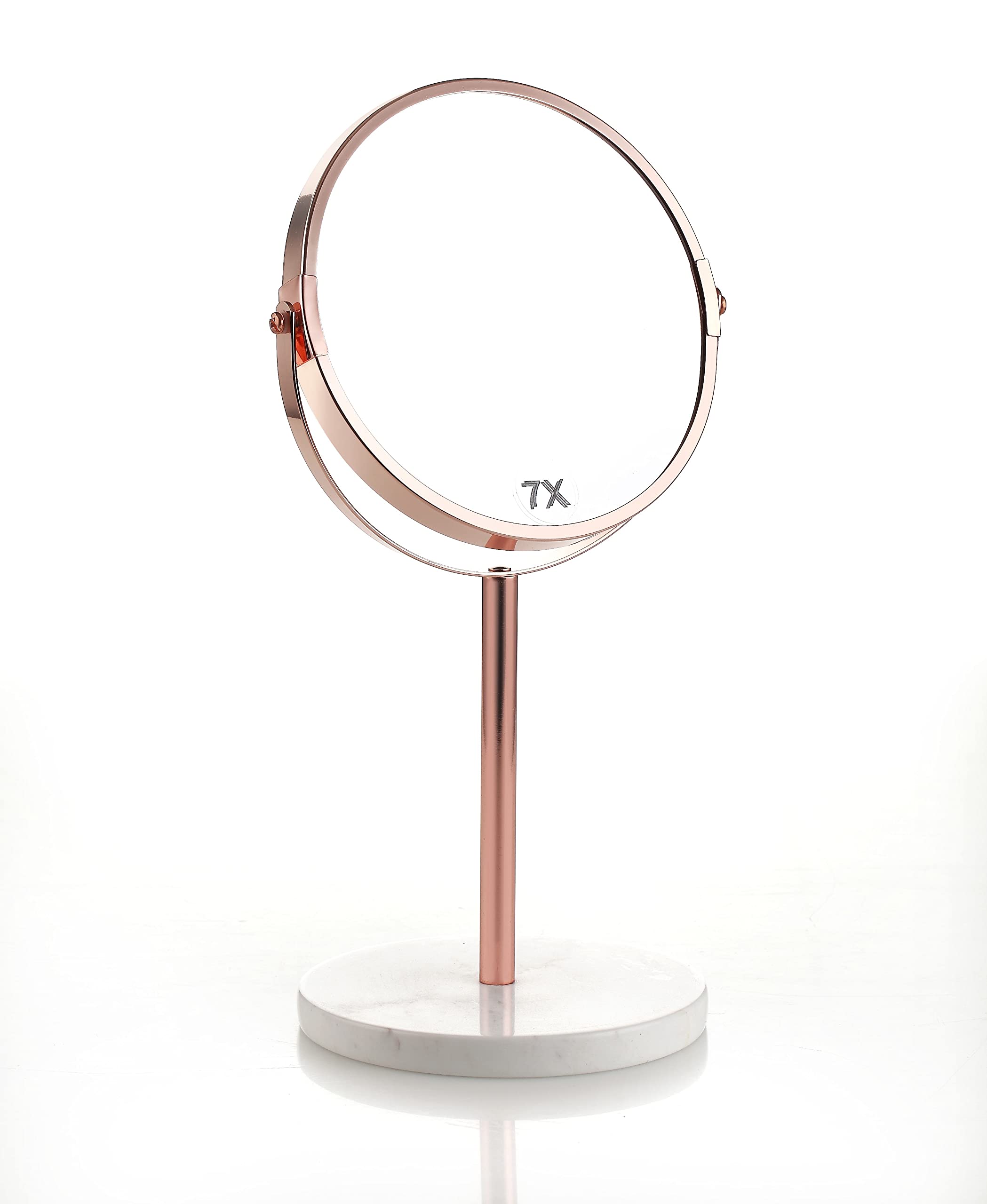 SsweetyPrincess Vanity Tabletop Mirror with 1X/7X Magnification (Rose Gold)